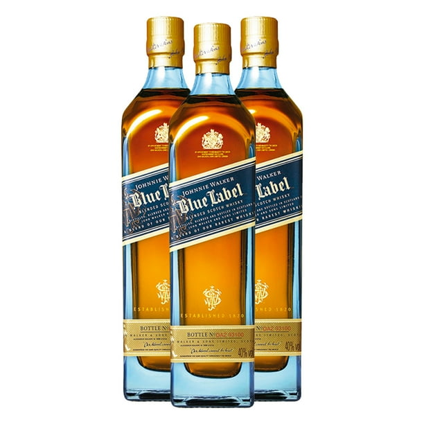 Pack x 3 Whisky Johnnie Walker Blend Blue Label 750 ml | Bodega Aurrera ...