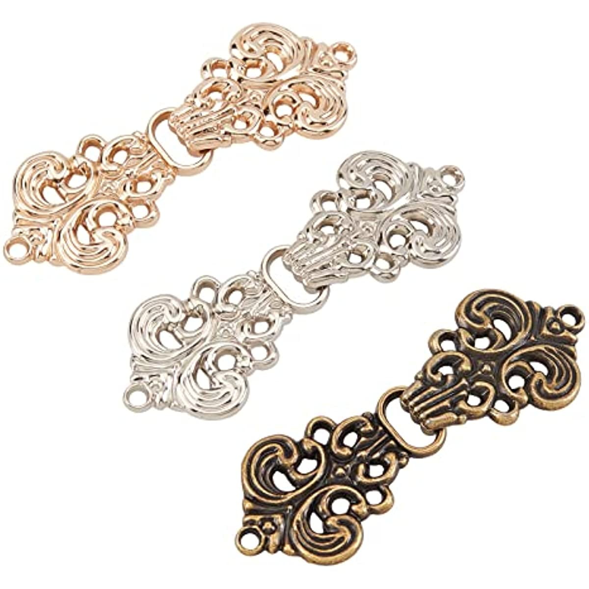 12 Pairs Baroque Swirl Sew on Cape Cloak Clasp Fasteners 58 x 21mm Hook ...