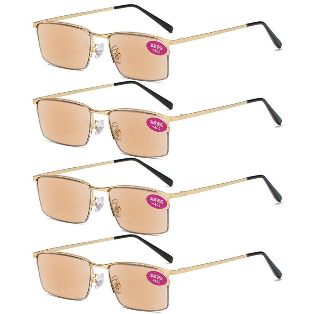 4 Pack Half Frame Crystal Lenses Tinted Sun Reading Glasses Business ...