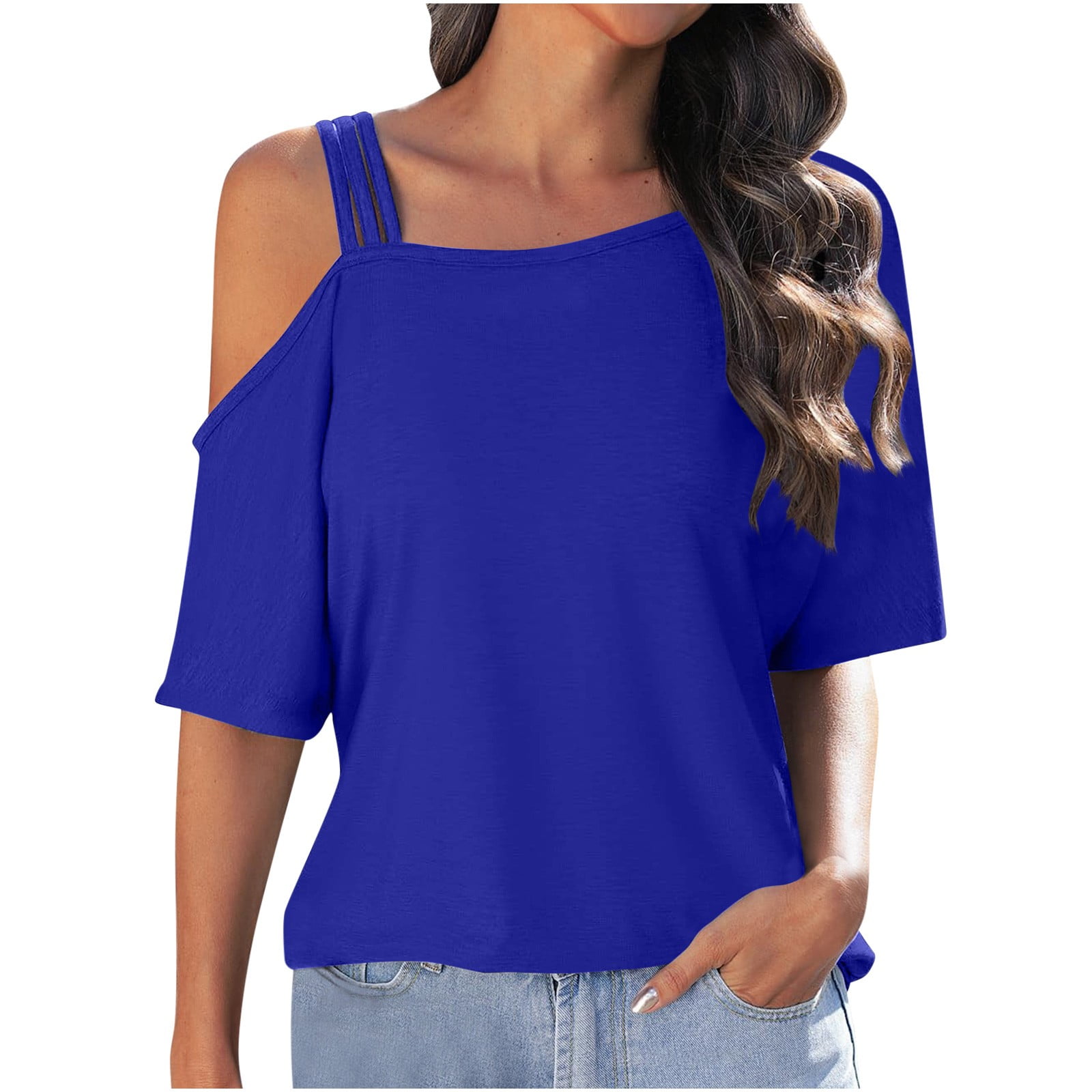 Click here for Timegard Womens Cold Shoulder Tops Half Sleeve Rou... prices