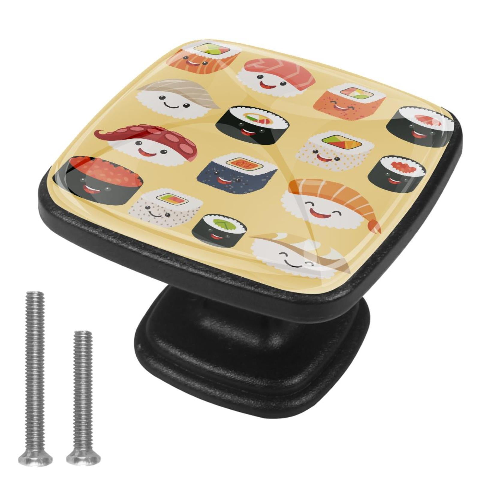 4 Pcs Cabinet Handle Drawer Pulls Japan Sushi Yellow Knobs with Screws ...