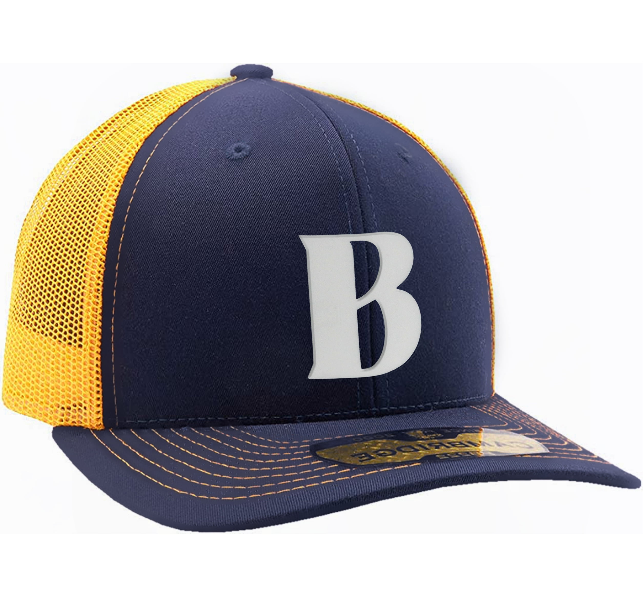 Daxton Baseball Trucker Hat 3D Capital Alphabet Letters Structured Mid ...