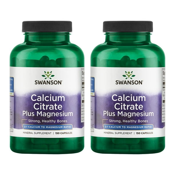 Swanson Calcium Citrate Plus Magnesium 150 Caps 2 Pack - Walmart.com