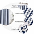 Navy Blue Green Line Striped Bathroom Shower Curtains with 12 Hooks ...