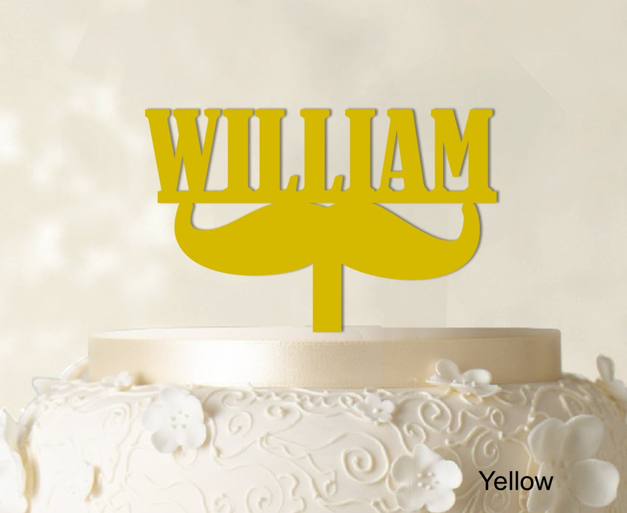 "Custom Name Cake Topper Personalized Yellow Cake Topper Color Option ...