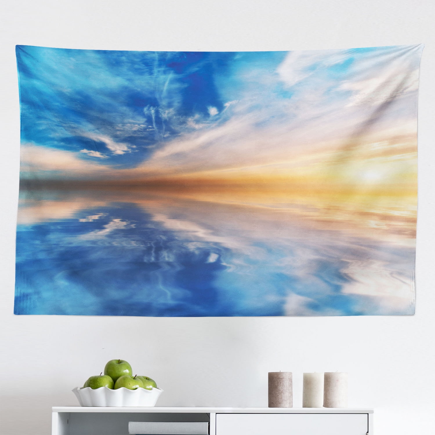 Nature Tapestry, Landscape Shady Tones with Isolated Trees Over Island ...