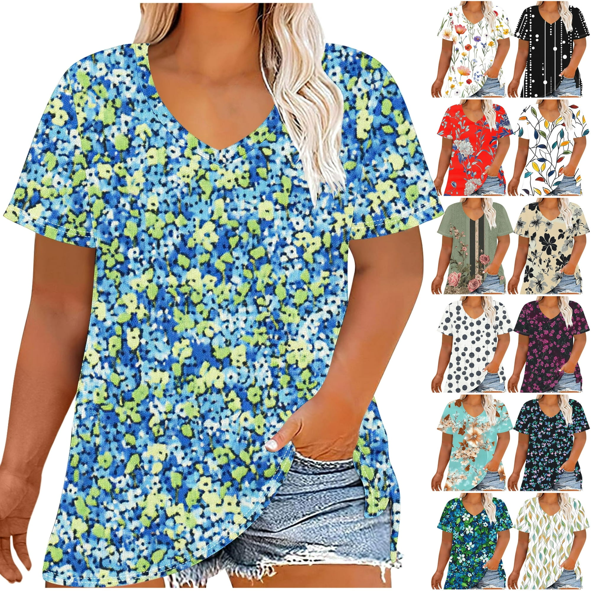 Click here for Ddapj Pyju Womens Summer Tops Short Sleeve Floral... prices