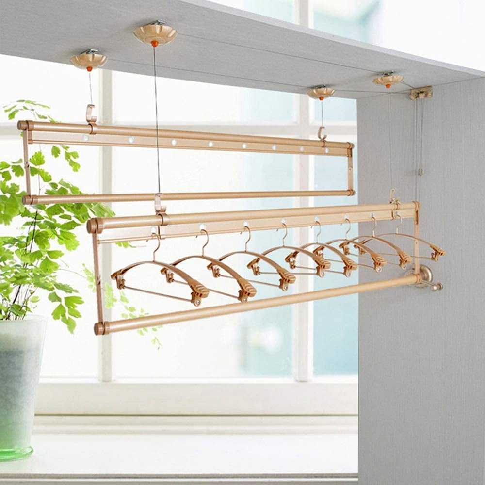 Drying Rack 4-Bar Balcony Ceiling Pulley Indoor Hand-Cranked Lifting ...