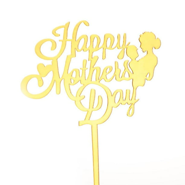 Mom Acrylic Birthday Cake Topper Golden Happy Mother' S Day Party Cake ...