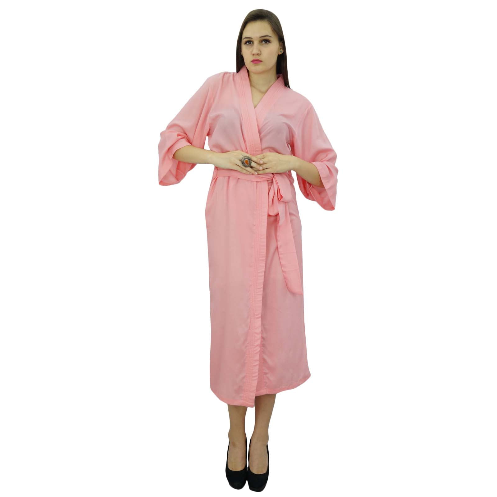 Bimba Women Long Solid Belt Robe Soft Modal Cotton Wrap Round Plain ...