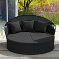 Gymax Patio Round Daybed Wicker Daybed w/ Retractable Canopy Separated ...