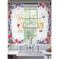 American Red Blue Flower Chiffon Sheer Curtains 63 Inches Long 4th of ...