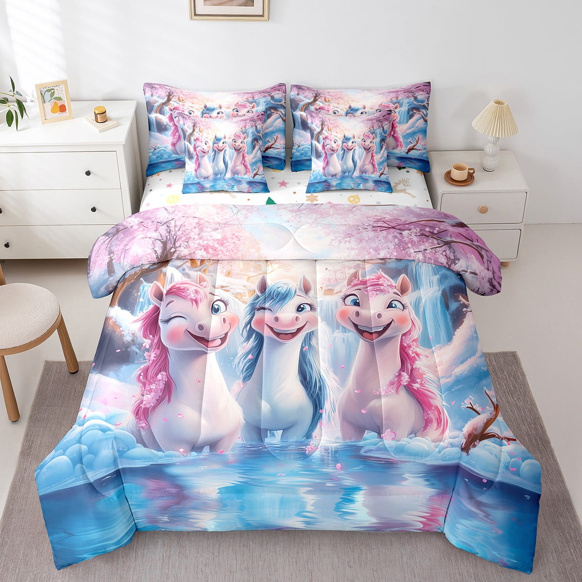 Click here for Yst Cartoon Unicorn Bed In A Bag With Sheets For G... prices