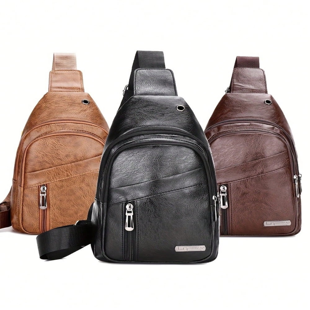 Click here for Junwell Men‘s Pu Soft Leather Chest Bag Simple Sho... prices