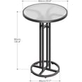 Bar Table, 23.6-Inch Round Pub Table, Frosted Glass Cocktail Table with ...