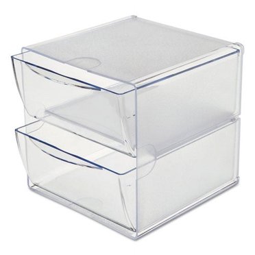 deflecto Desk Cube, with Four Drawers, Clear Plastic, 6 x 7-1/8 x 6 ...