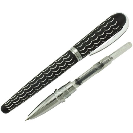 Fuliwen Fine Nib Vintage Fountain Pen Set, Gray Wave Engraving Writing ...