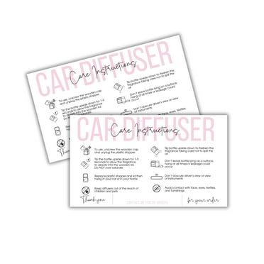 Car Oil Diffuser Vent Warning Labels and Instruction Cards 50 pk 3.5 x ...
