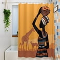 Africa Black Women Shower Curtains for Bathroom, Giraffe Animals Ethnic ...