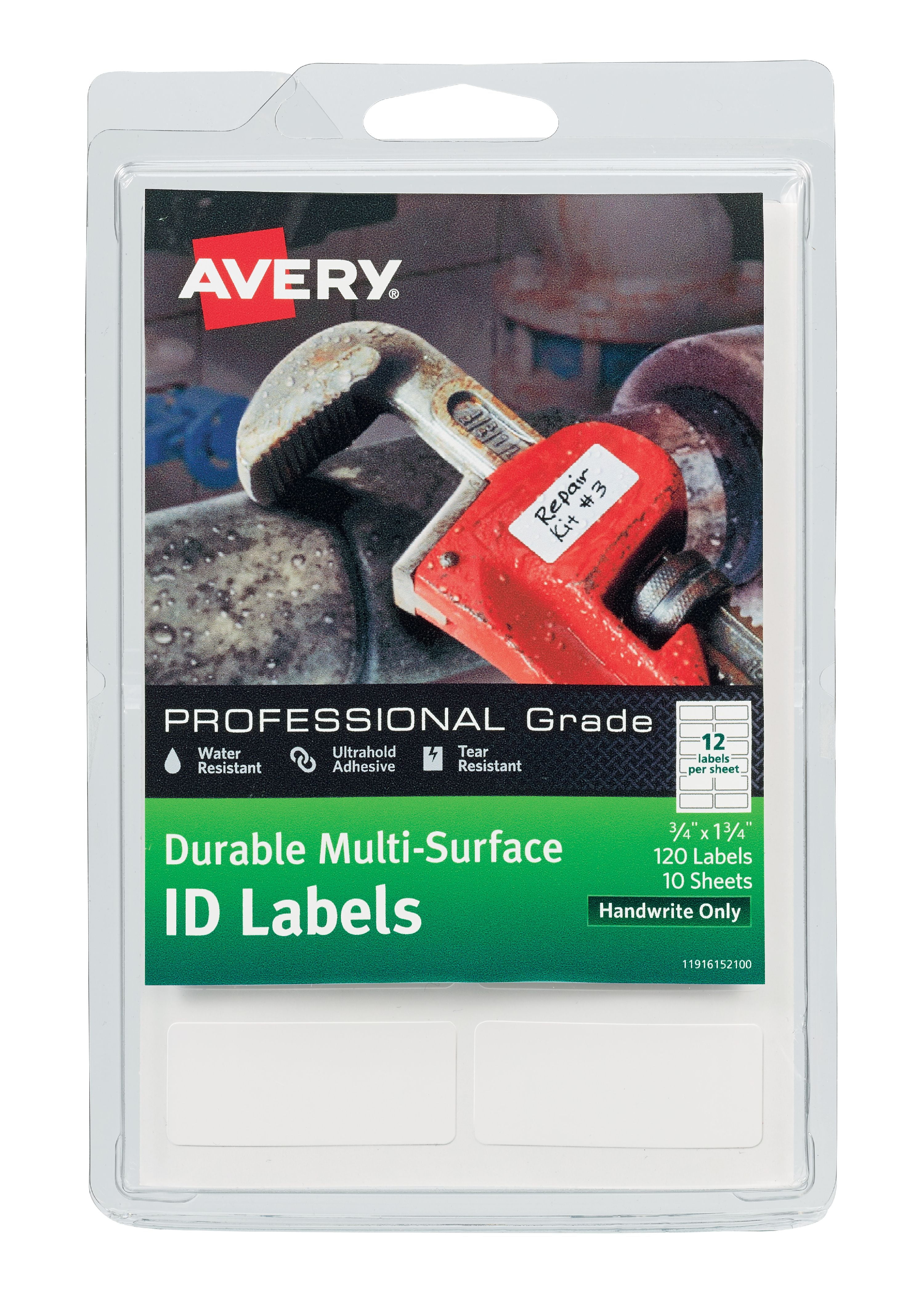 Avery Multisurface ID Labels, Permanent Adhesive, 3/4 x 1-3/4”, 120 ...
