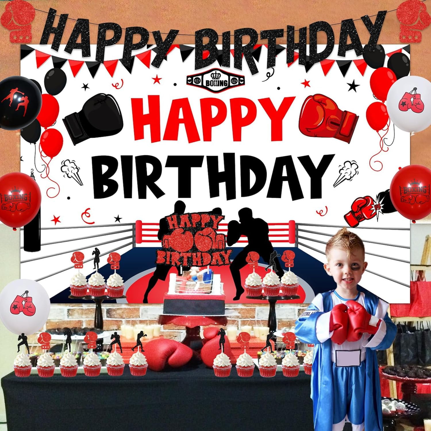 Boxing Theme Decorations Boxing Gloves Bunting Birthday Events Sports