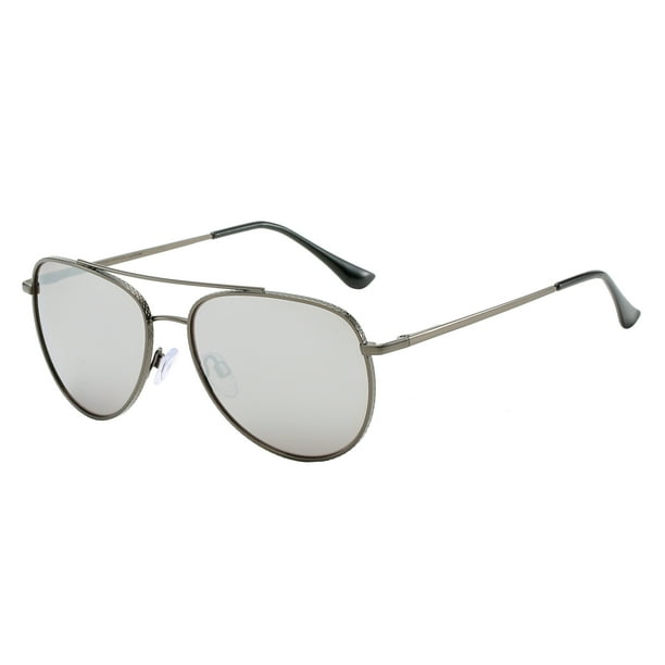 Piranha Eyewear Volt Silver Frame Aviator Sunglasses with White Mirror ...