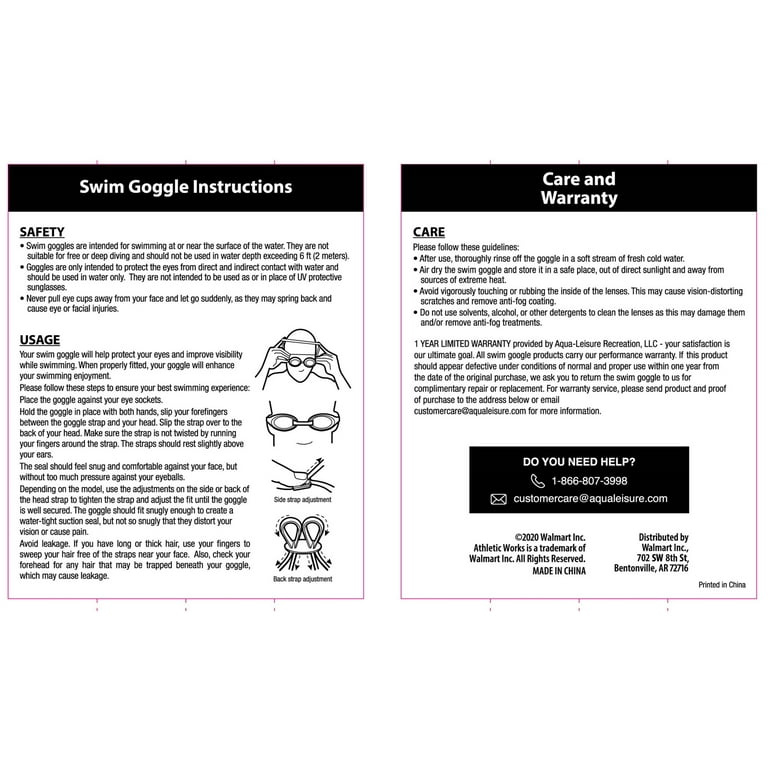 Athletic Works Adult Performance Quick Adjusting Swim Goggle with Mega ...