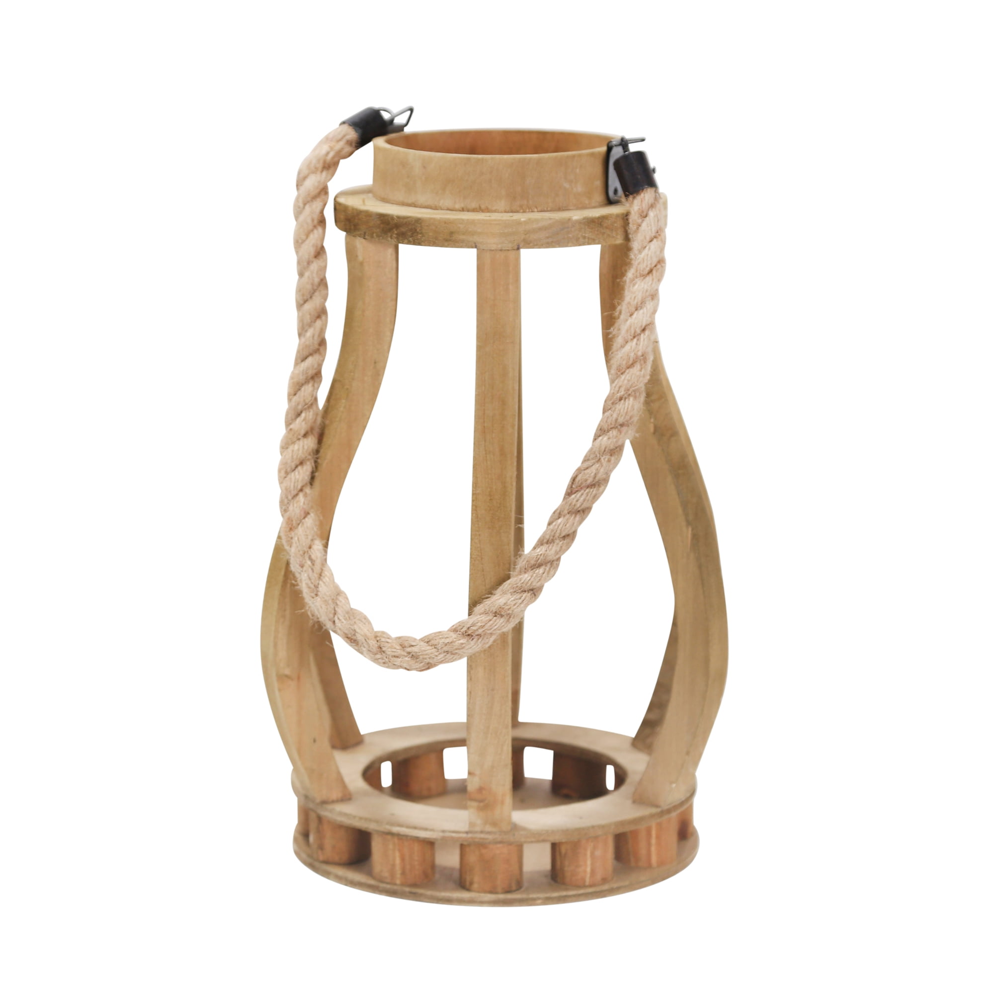 Sagebrook Home Wood 13.75" Lantern With Rope Handle, Brown - Walmart.com