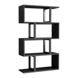 ModFusion 5-Tier S-Shaped Bookcase, Geometric Boookshelf Wooden Z-Shelf ...