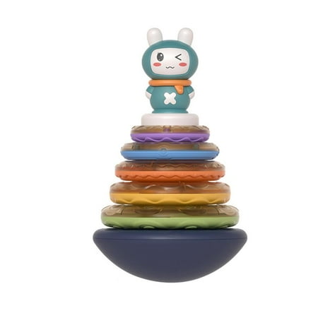 Circle Stacking Rings Toy Baby interesting Rainbow Tower fashionable ...