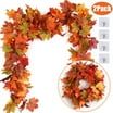 Valery Madelyn 6Ft Pre-Lit Fall Garland Lighted Harvest Garland with ...