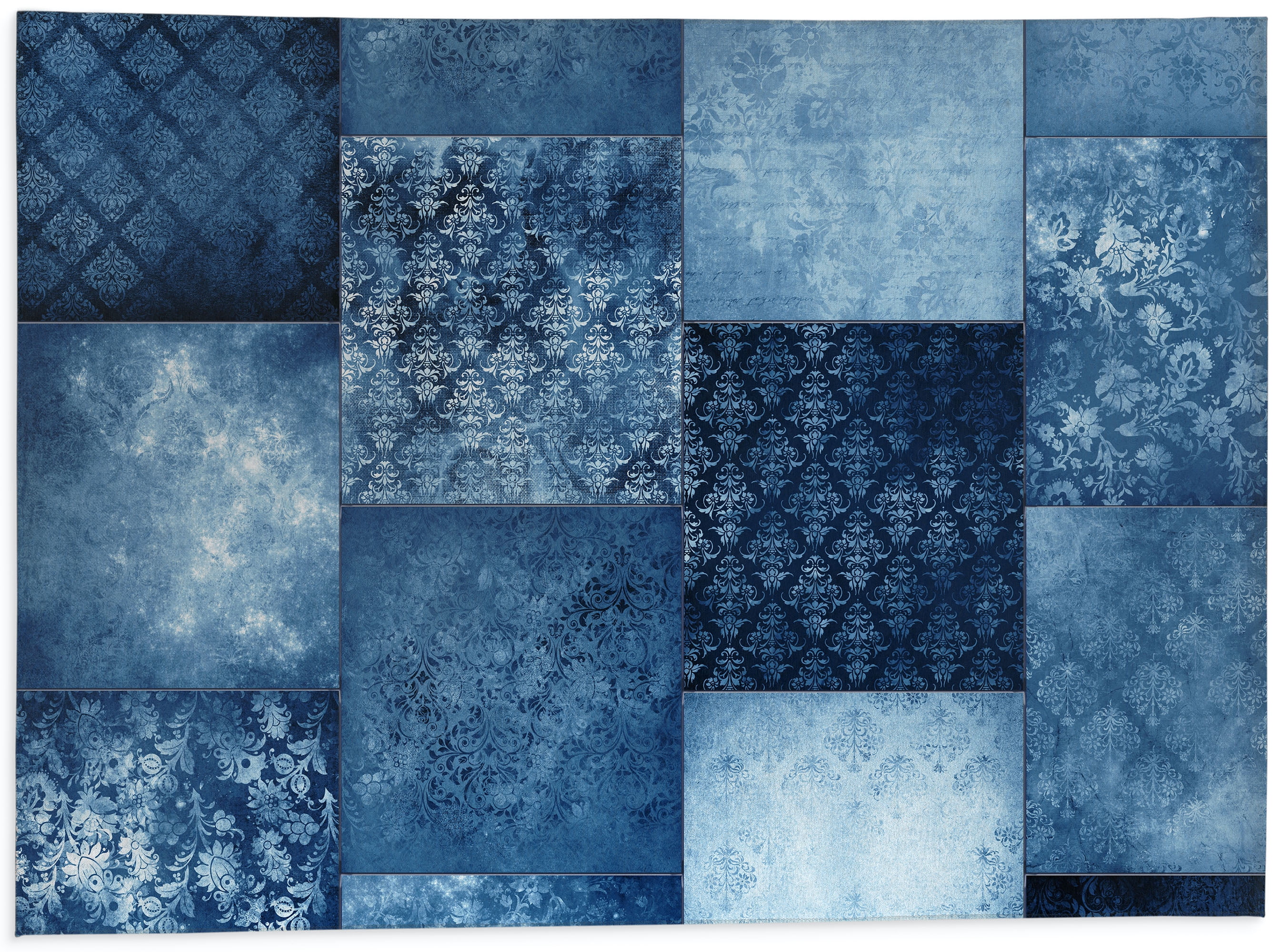 Eclectic Bohemian Patchwork Blue Kitchen Mat by Kavka Designs - Walmart.com
