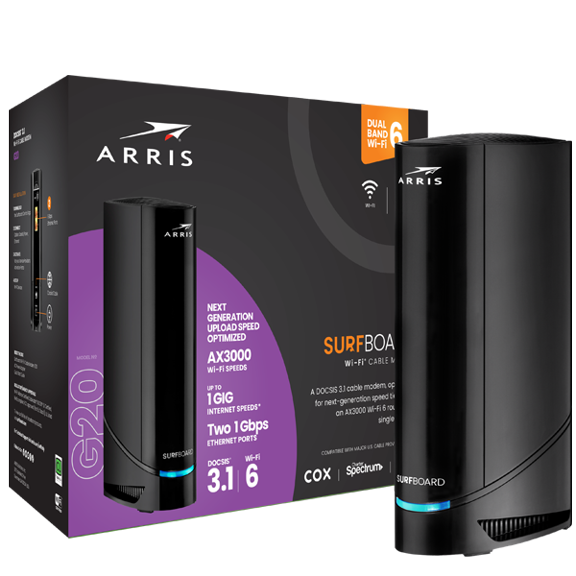 Free Shipping! ARRIS Wi-Fi Cable Modem Router DOCSIS 3.1 AX1800 Wi-Fi 6 with 32 downstream ...