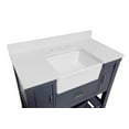 KBC Charlotte 42" Solid Wood Farmhouse Vanity w/ Quartz Stone in Marine ...