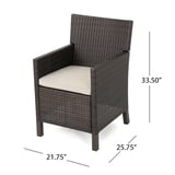 Clarance Outdoor Wicker Dining Chairs with Cushions, Set of 2 ...
