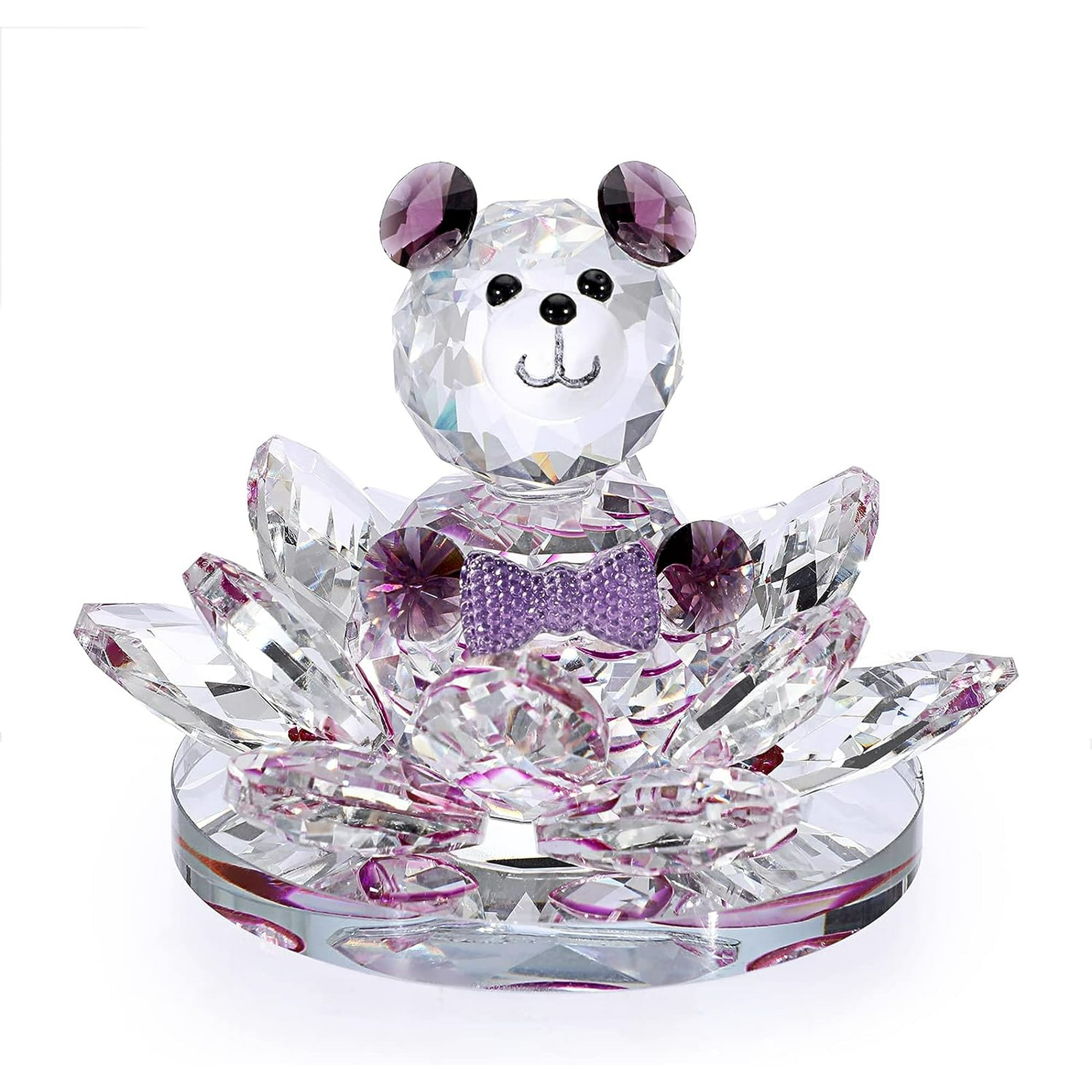 Click here for Iguohao Purple Crystal Lotus Bear Figurines Collec... prices