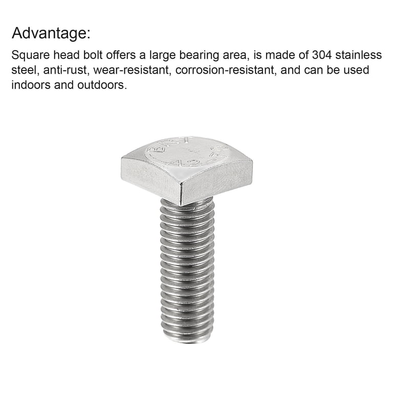 Fully Threaded Bolts 5pcs M10x30mm 304 Stainless Steel Square Head ...