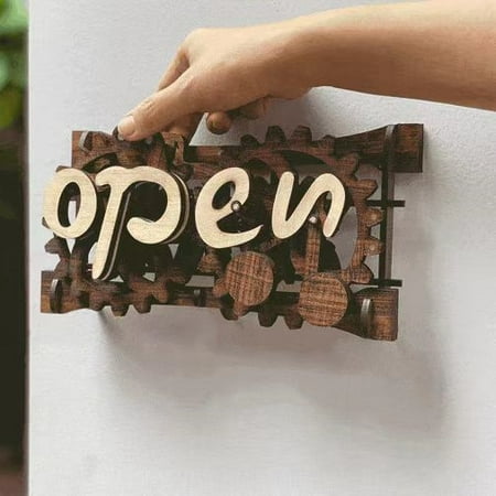 YDJKET Revolutionary Open-closed Sign Board, Wooden Gear Mechanism ...