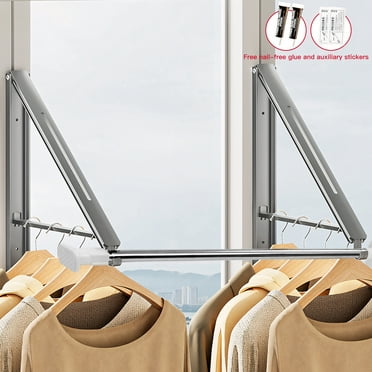 2 Pack Foldable Wall Mounted Drying Rack with 80CM Extension Rod，Heavy ...