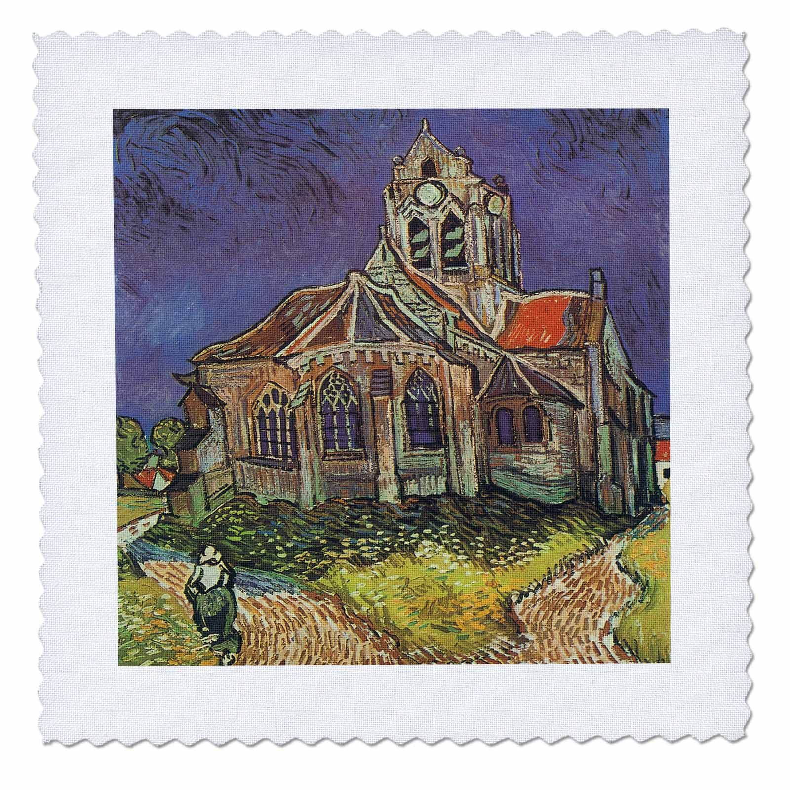 3dRose The Church at Auvers by Vincent Van Gogh - Quilt Square, 14 by ...