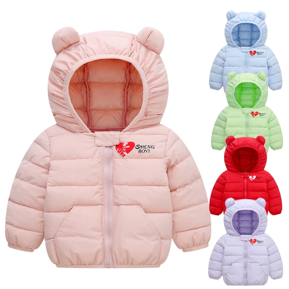 URMAGIC Toddler Baby Girl Boy Lightweight Down Coat Love Heart Print Hooded Puffer Jacket ...