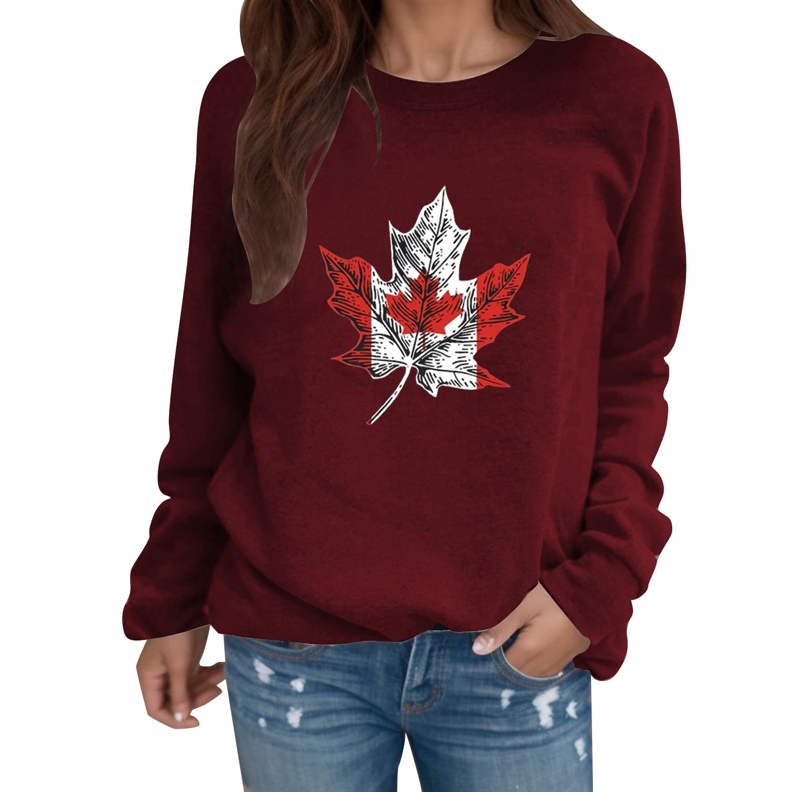 Click here for Fgnfyis Women Canadian Maple Leaf Print Round Neck... prices