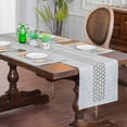 QUTETN Gray Hollow Table Runner Rectangle Double Solid Fabric Farmhouse ...