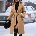 Aellinatey Women's long wool coat with lapel, double-breasted design ...