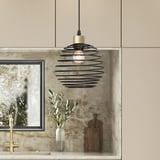 Vanity Art 1-Light Single Pendant Light with Metal Shade Lighting ...
