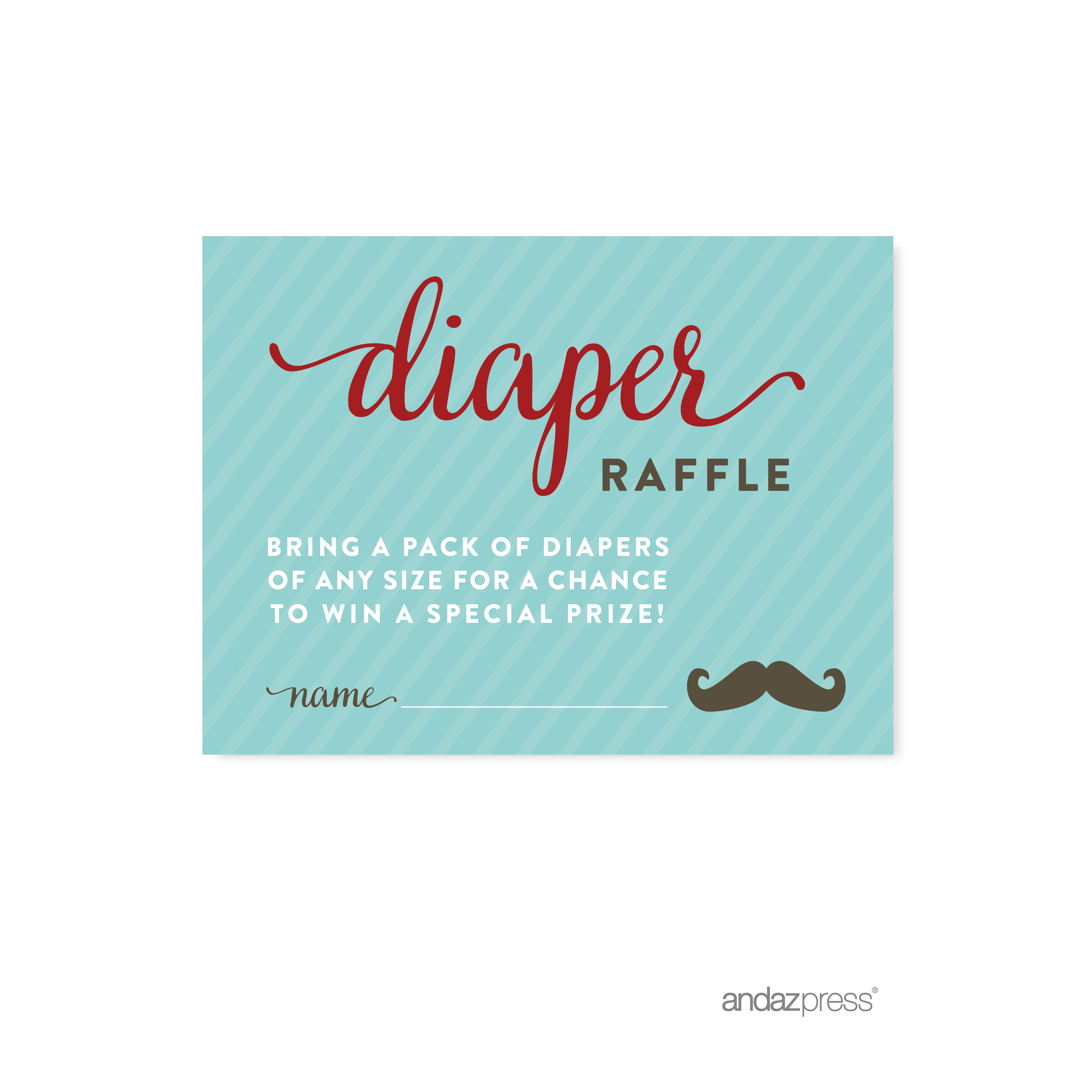 Diaper Raffle Lil Man Mustache Boy Baby Shower Games, 30-Pack - Walmart.com