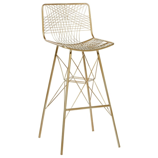 Decmode Geometric Gold Metal Bar Stool, 21 Decmode Geometric Gold Metal Bar Stool, 21