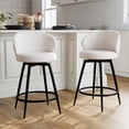Bar Stools Set of 2, 360° Swivel Breathable Fabric Kitchen Counter ...