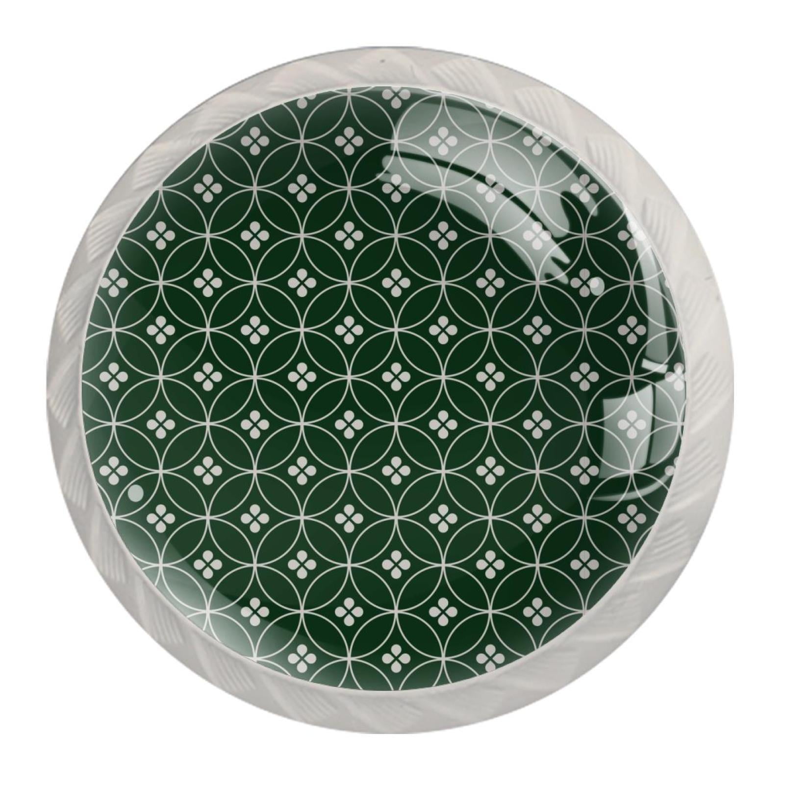 4 Pcs Traditional Green Geometric Knobs for Kitchen Cabinet Cupboard ...