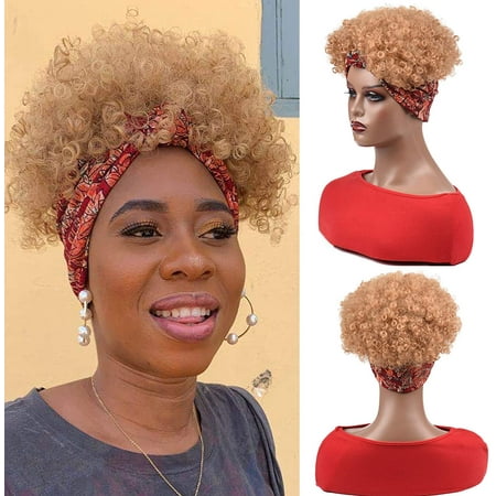Head Wrap 2 in 1 Synthetic Hair Headband High Puff Pineapple Scarf Afro ...